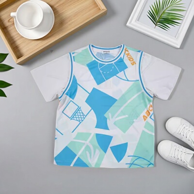 专柜正品abckids童装夏季男童透气亲肤网眼圆领短袖T恤F422301003