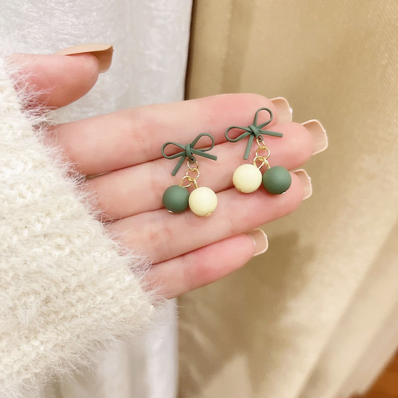蝴蝶结撞色耳环女独特设计小众耳饰2025小巧少女百搭气质耳钉耳坠