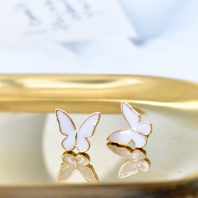 小众日韩风设计感滴釉蝴蝶耳钉