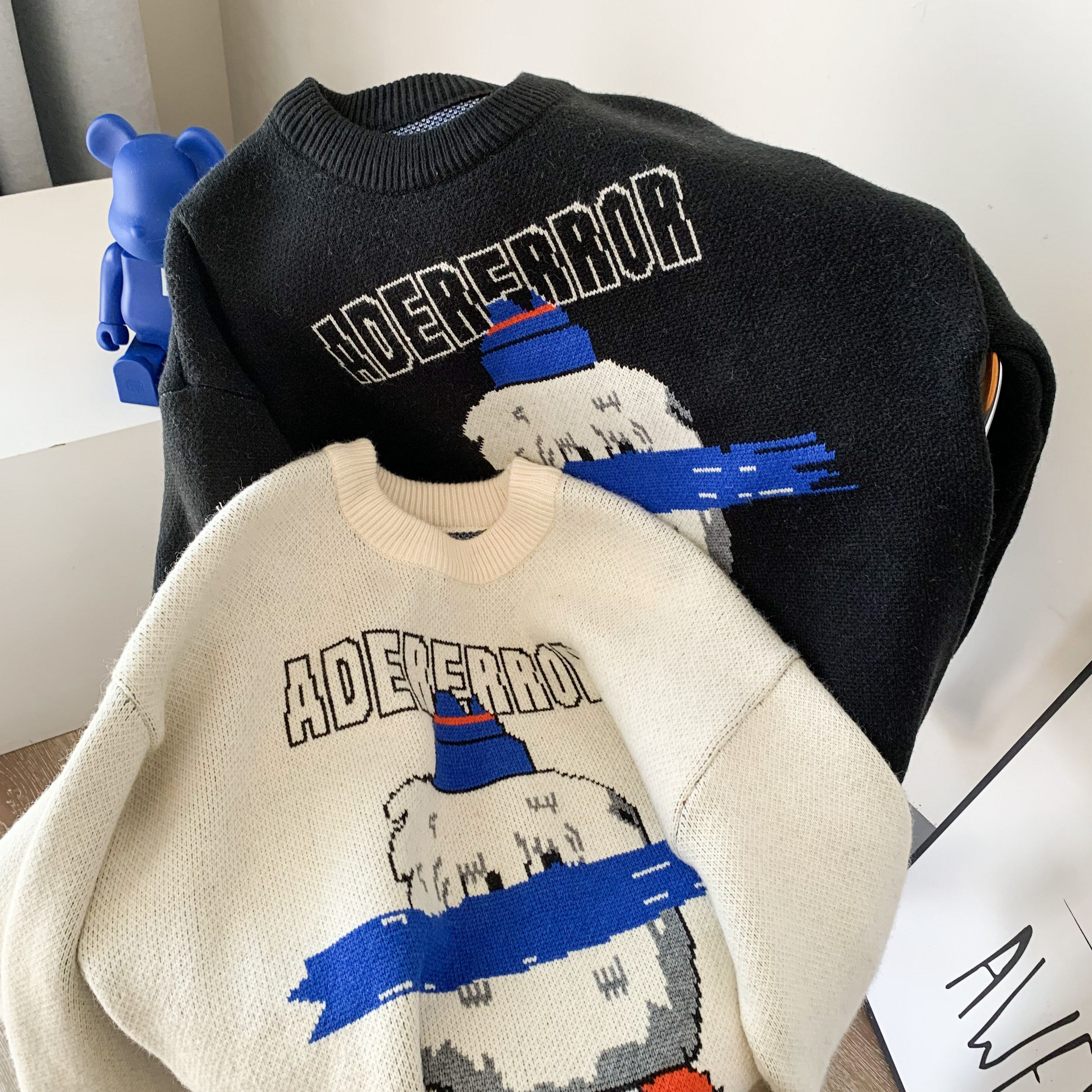 ADER ERROR SMALL龚俊同款新款卡通雪人毛衣情侣秋冬针织长袖卫衣_虎窝淘