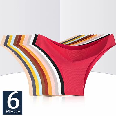 6Pcs/Set Ice Silk Seamless Underwear Low Waisted Brazilian P