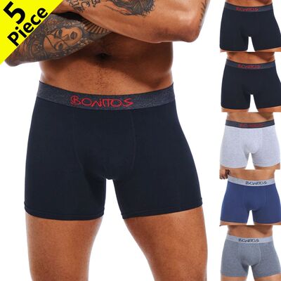 5pcs Men's Panties Cotton Boxer Briefs Letter Elastic Band M