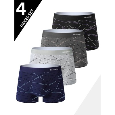4pcs Men's Underwear, Comfortable, Soft and Fashionable Dail