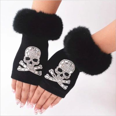 Women Cartoon Animals Fox Fingerless Dance Gloves Winter War