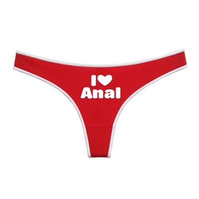 I LOVE ANAL Female Lingerie Girls G String Red Cotton Underw