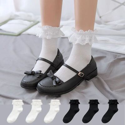 White Socks Women Summer Mid Sleeve JK Uniform Socks Cute Lo