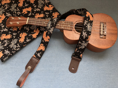 纯手工日本面料樱花火麒麟主题尤克里里背带ukulele strap