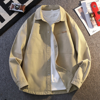 侨迪蒙拉2025新款春装纯棉长袖衬衫外套男装夹克潮流春秋休闲衬衣