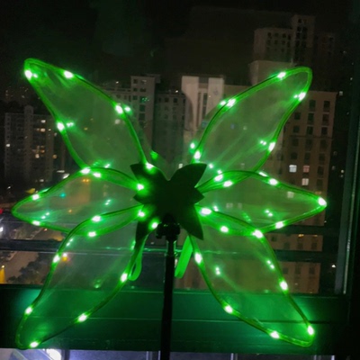 儿童发光翅膀森系6片绿色小精灵翅膀可穿戴小花仙子翅膀表演道具