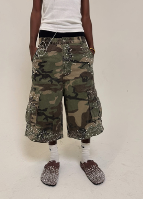 THREADED VISION REBEL CARGOS水钻珍珠迷彩裤