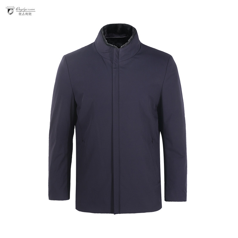 OUGLYO/奥古利奥新款男士可拆卸水貂毛领兔毛内胆保暖羽绒服