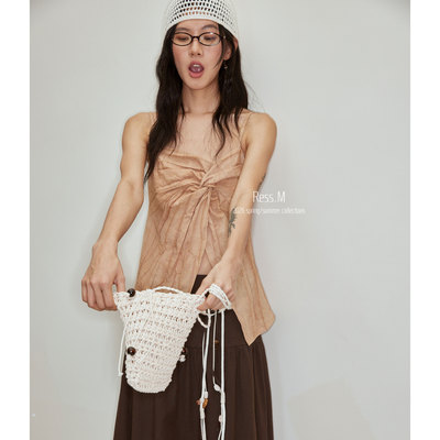 RESS春季扭结吊带短款抹胸背心