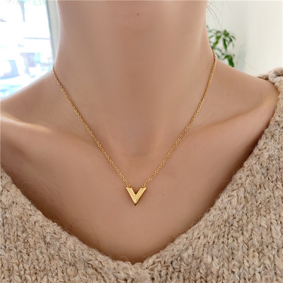 原创新款金色小众网红不掉色项链