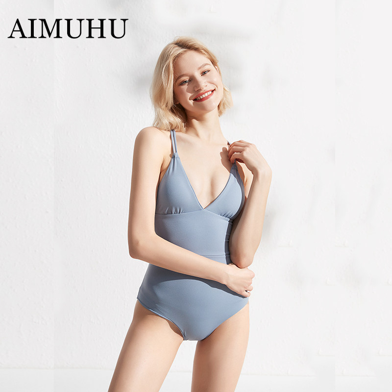 AIMUHU新款遮肚显瘦高端度假性感绑带连体泳衣小胸聚拢泡温泉泳装