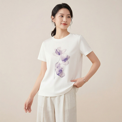 一线撤柜撤标2026女士新款AB面简约舒适百搭圆领短袖T恤