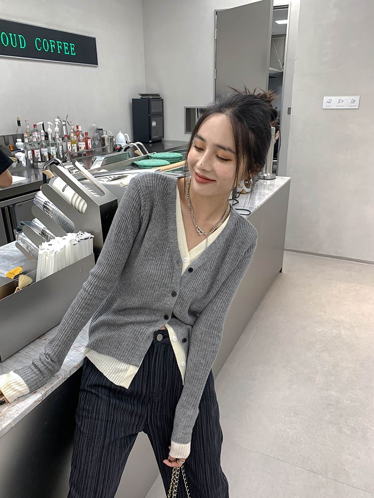 JHXC针织衫上衣女设计感修身2022秋季新款温柔风软糯毛衣开衫外套