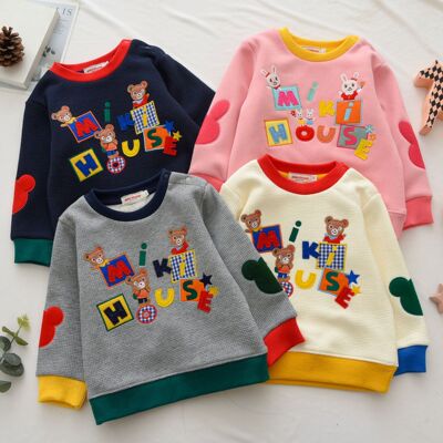 miki冬季男女童纯棉日系加绒卫衣