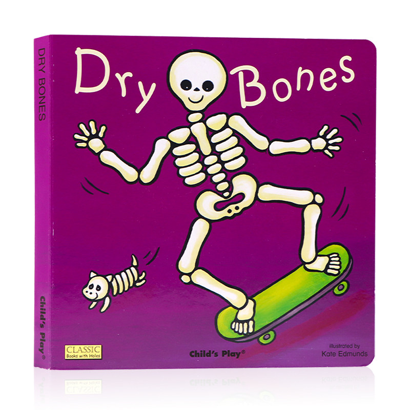 Dry Bones干枯的骨头洞洞书纸板书韵文童谣英文原版绘本 Child's Play廖彩杏书单第10周第63本幼儿童英语启蒙认知图画书_虎窝淘