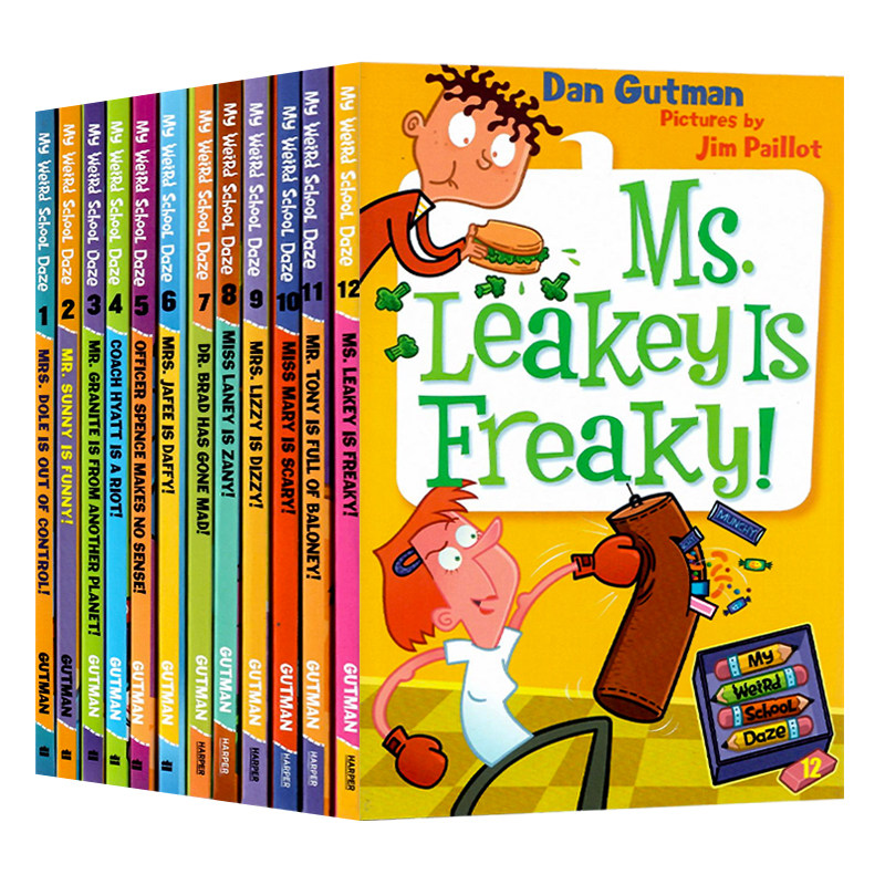 疯狂学校第二季12册合售进口英文原版 My Weird School Daze儿童经典初级桥梁章节小说漫画书搞怪校园故事美国小学推荐读物童书_虎窝淘