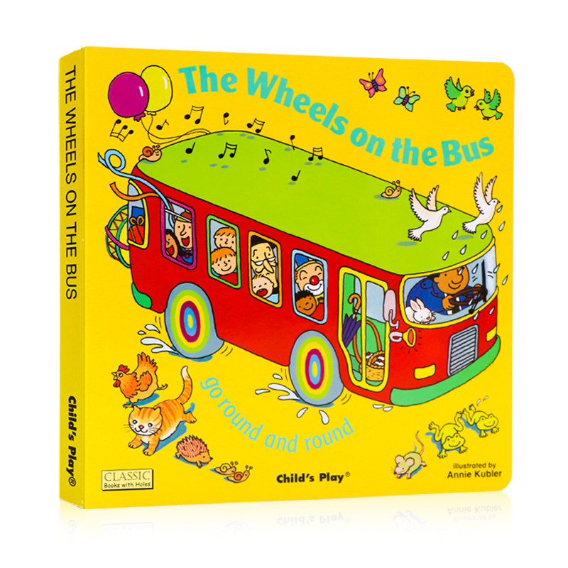 巴士上的轮子The Wheels on the Bus英文原版绘本韵文童谣英语启蒙早教纸板书洞洞书廖彩杏书单推荐 Child's Play_虎窝淘