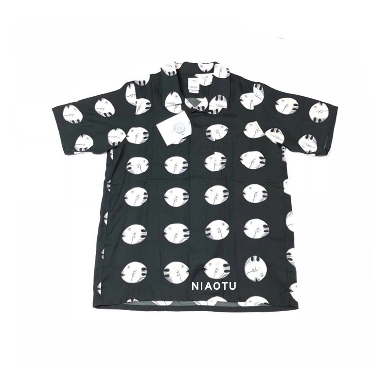 日潮19SS小鱼日系复古男夏威夷胖头鱼短袖真丝衬衫男非visvim