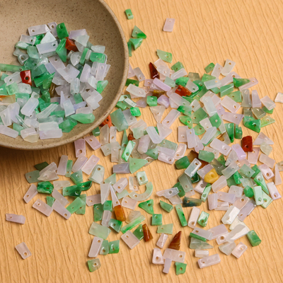 天然翡翠a货随型冰三彩碎碎石