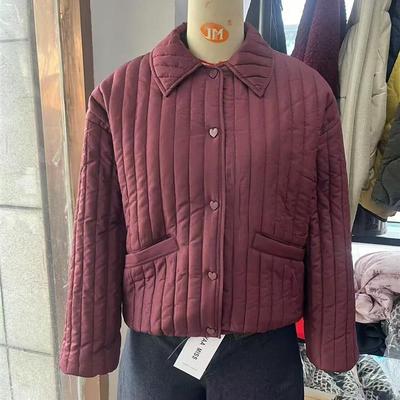 womens clothing2025春季new product时尚trend心形排扣饰棉服夹