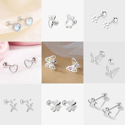Korean 925 Silver Needles Tragus Piercing Helix Studs Earrin