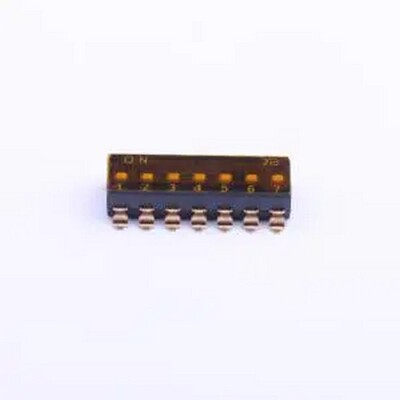 DSIC07TSGET 2.54mm 7位低推贴胶 贴片 SMD,P=2.54mm 拨码开关