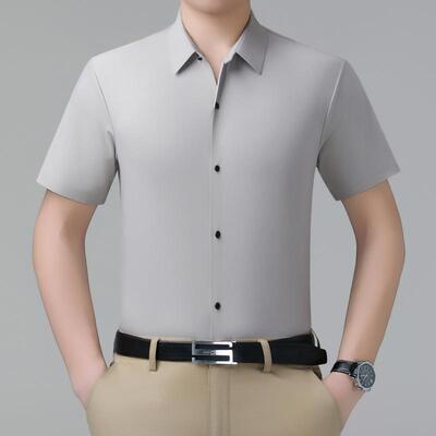 高档品衬牌衬衫夏季新款纯色商闲短务袖上1267-TB衣高品质男士休