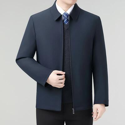 冬季鹅绒年男士商务休可脱卸25866-J白鹅绒中加厚外套爸服闲爸装