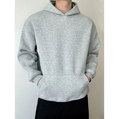 GM新潮 重磅420g纯色连帽卫衣男士秋冬新款宽松时尚长袖帽衫上衣