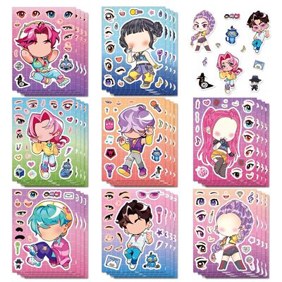 8/16/24PCS Cartoon POP Make a Face Puzzle Stickers DIY Handi