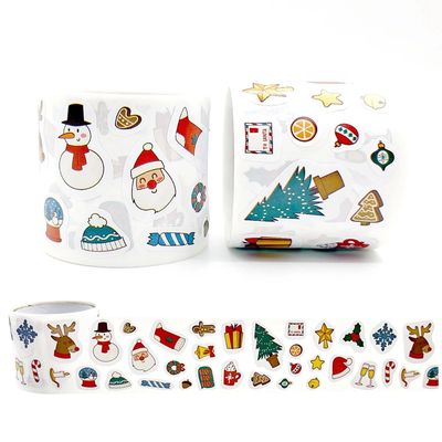 300pcs/roll Cartoon Christmas Theme Gift Tag Sticker Holiday