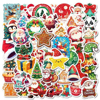 10/30/50/100pcs Cute Christmas Santa Claus Stickers Waterpro
