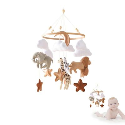 Crib Mobile Bed Bell Wooden Baby Rattles Soft Felt Cartoon A