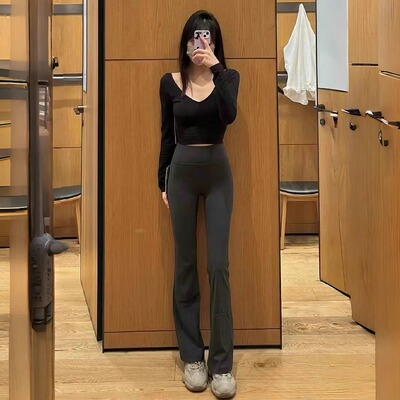 新款2025喇叭裤春夏女款Groove高腰显瘦提臀运动微喇瑜伽裤外穿