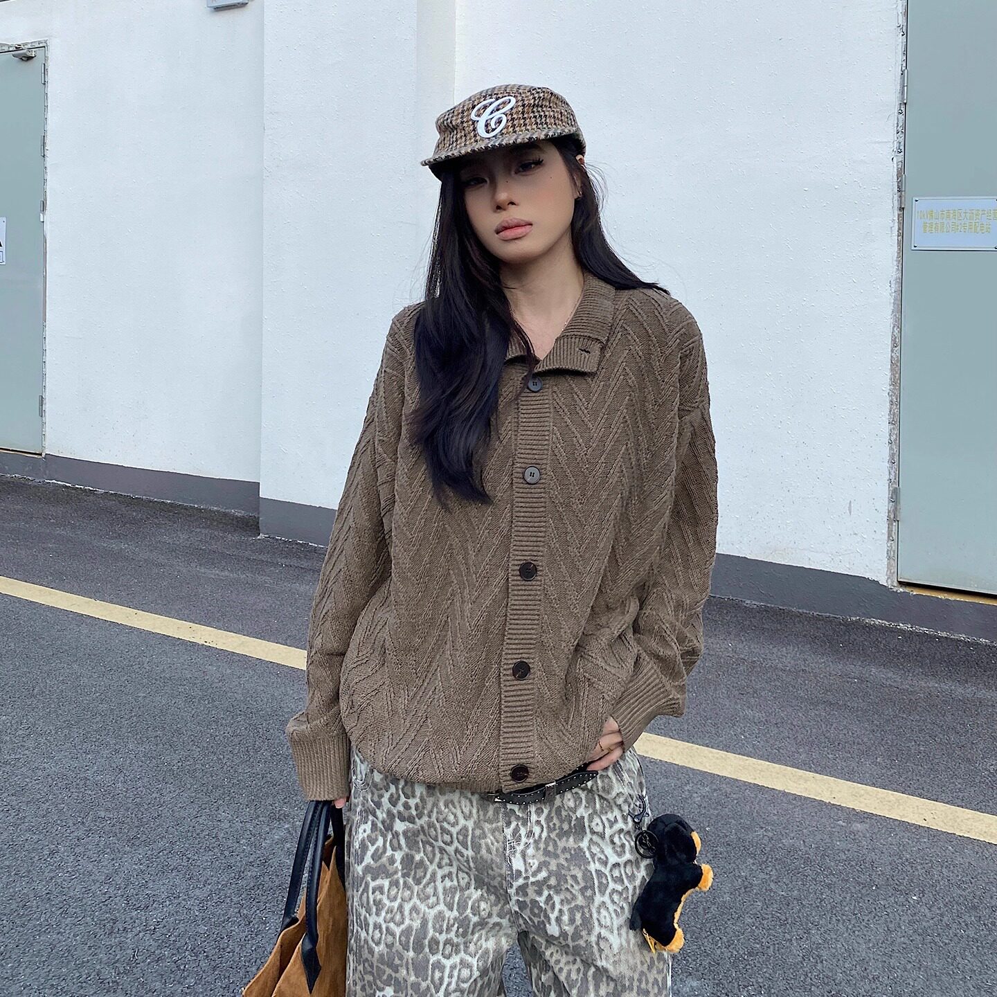 GGBAI 美式复古巴恩老钱风纽扣开衫毛衣男女慵懒松弛感针织衫上衣