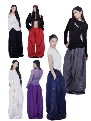 美式原创时尚爆闪烫钻钻石树枝蛇卫裤嘻哈百搭休闲爵士阔腿运动裤