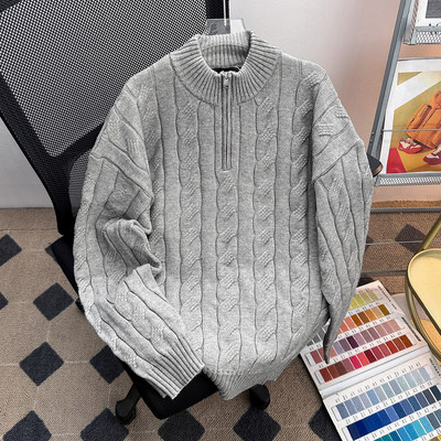 JIC老钱风立领毛衣男韩系