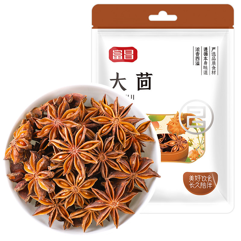 富昌大茴100g八角大料家用香料调料大全火锅料底料卤肉料包配料
