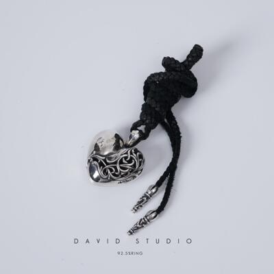 davidstudio925纯银牛皮绳吊坠
