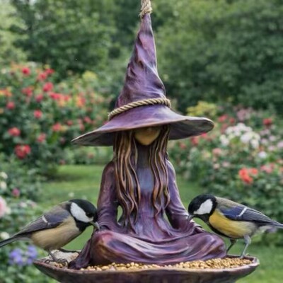 跨境便携式创意热销奇趣Witch Garden Bird Feeder女巫悬挂喂鸟器