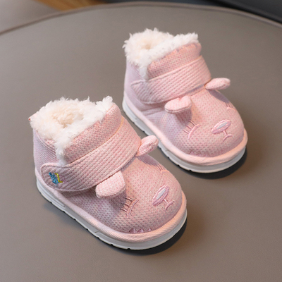 冬季新款宝宝学步鞋1岁软底男童2-3加绒保暖棉鞋女加厚防滑婴儿鞋