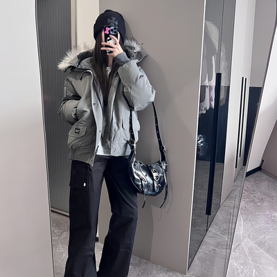 美式复古高级感小个子毛领派克服