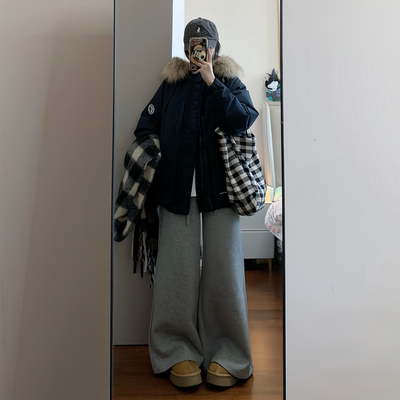 美式工装复古毛领宽松派克服棉服