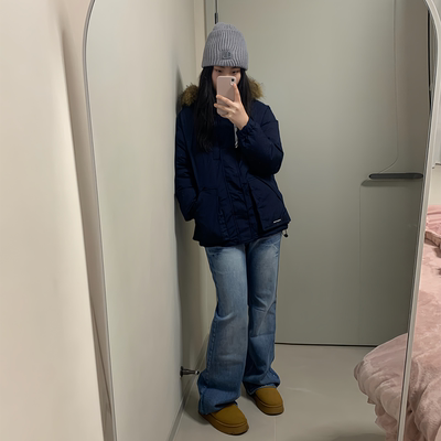 小个子派克风棉服女工装风外套