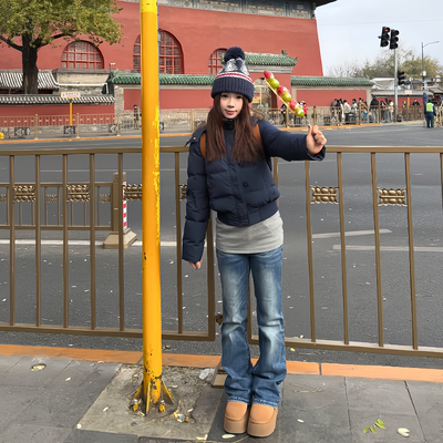 美式复古毛领收腰短款棉服女外套