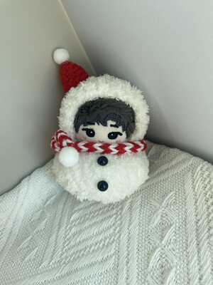 手作娃衣5cm圣诞雪人娃衣芝麻小圆子棉花娃娃衣服连体衣睡袋围巾