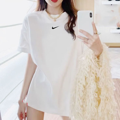 粉色纯棉耐克女装运动透气短袖